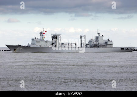 The Chinese Naval replenishment ship, Chaohu, pictured from the bridge ...