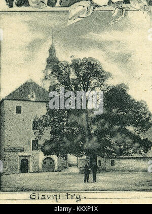 A vintage postcard depicting Slovene Square, known as Slovenski trg, in ...