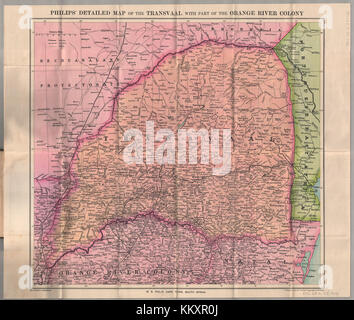 A historical map of the Transvaal or South African Republic, created by ...