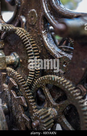 ancient mechanism of the tower clock cogwheels in the clock - soft ...