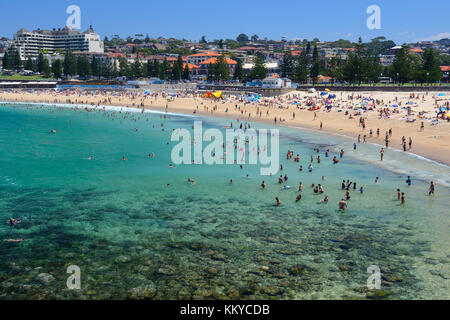 Sunbathers on Coogee Beach, Coogee, an eastern suburb of Sydney, New ...
