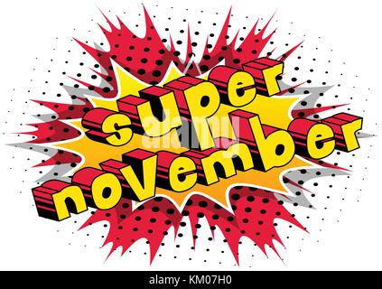 November - Comic book style word on abstract background Stock Vector ...