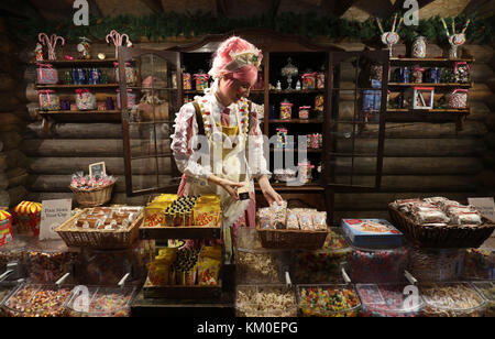 Elf Pixie Mixie inside her sweet shop at the 'Arctic' wonderland of ...