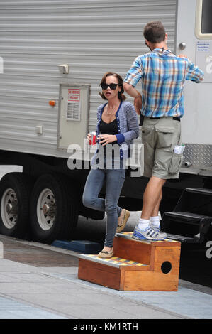 Actress Christina Ricci smoking a cigarette at LAX Airport before ...