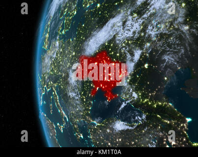 Night map of Ukraine as seen from space on planet Earth. 3D ...