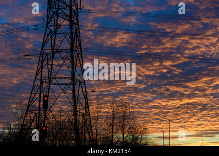 Mackerel sky red sunset Stock Photo - Alamy