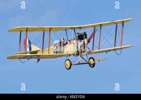 A WW1 Royal Aircraft Factory BE2c flying over Duxford Stock Photo - Alamy