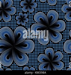 Seamless pattern with white tiare flower. Dots, doted pattern. Monoi ...