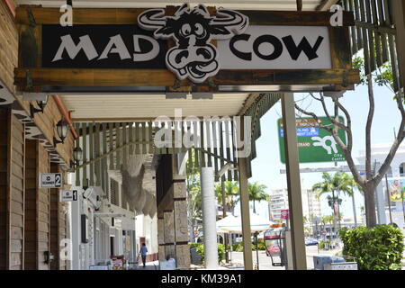 Sign for the Mad Cow nightclub and pub, City of Townsville, Queensland ...