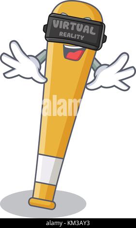 Cartoon baseball bat with the virtual reality character Stock Vector ...