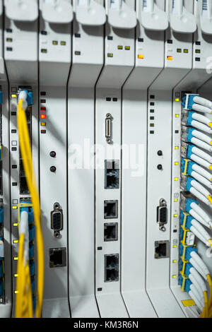 Storage area networking, cluster of raid hard drives. Close-up rack ...