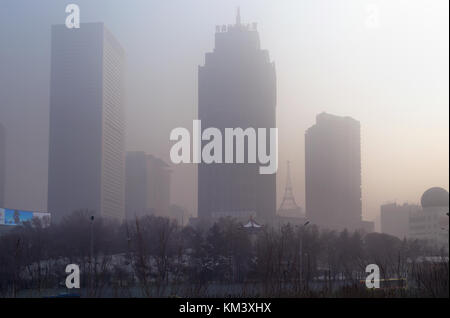 URUMQI, CHINA, JANUARY 04, 2016: frozen lake in people's park Urumqi ...