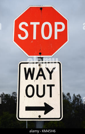Street Sign the Direction Way to WAY OUT Stock Photo - Alamy