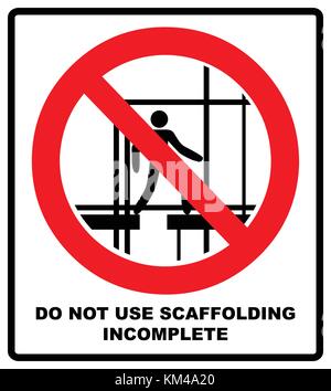 Warning sign- do not use incomplete scaffold symbol vector sticker ...