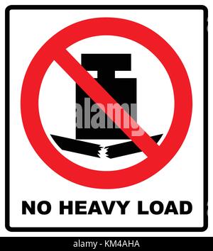 No heavy load, do not place heavy objects on surface, prohibition sign ...