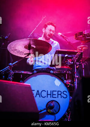 The American indie pop band Bleachers performs a live concert at ...