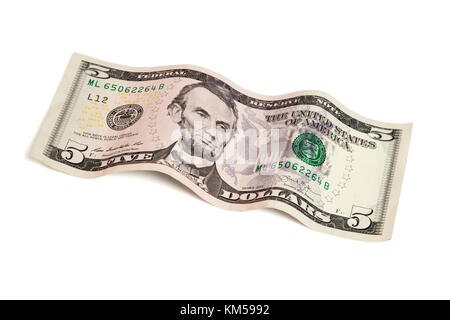 1 dollar bill in wave shape isolated with clipping path Stock Photo - Alamy