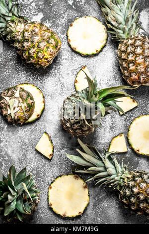 top view of fresh ripe pineapples on white background Stock Photo - Alamy