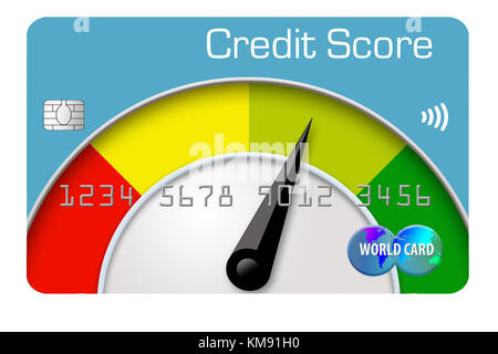 Here is a credit bureau credit score meter that is a dial with a needle ...