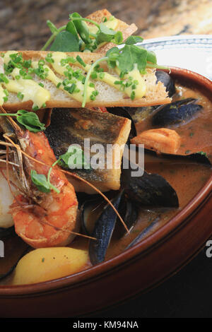 Bouillabaisse Provençal fish stew soup originating from the port city ...
