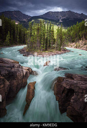 Sunwapta Falls in the Canadian Rocky Mountains Jasper National Park ...