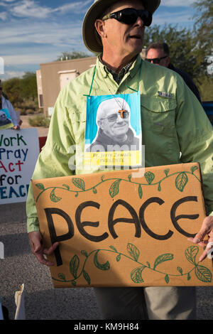 Tucson, Arizona - Peace activists gather at the entrance to Davis ...