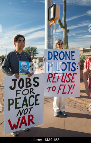 Tucson, Arizona - Peace activists gather at the entrance to Davis ...
