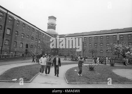 Inmates in exercise yard during association at HMP Winchester ...