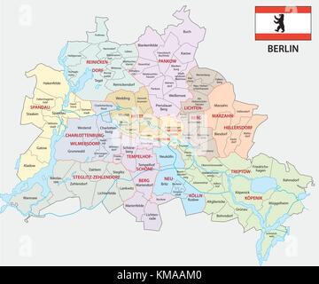 berlin administrative and political map with flag Stock Vector Image ...