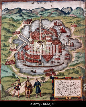 Mexico City in early 16th century. Depiction probably based on sketch ...