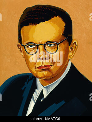 Shostakovich. Portrait of the russian composer and pianist, Dmitri Dmitriyevich Shostakovich ...
