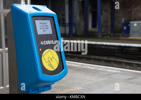 Cubic touch card ticket validation terminal with a train in the ...