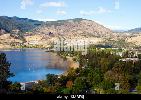 View of Skaha Lake and Skaha Beach located in the Okanagan Valley in ...