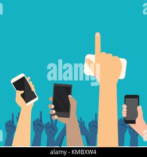 Hands holding a cell phone with photo icon green Stock Vector Image ...
