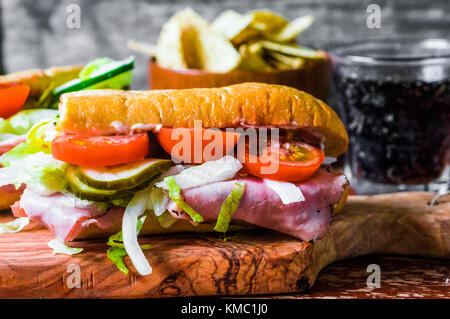 Italian Hoagie With Ham And Vegetables Stock Photo - Alamy