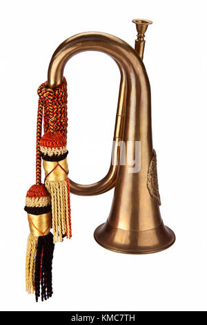 Isolated Bugle - A bugle is a brass instrument like a small trumpet ...