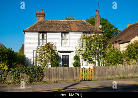Period weatherboard house, High Street, Biddenden, Kent, England ...