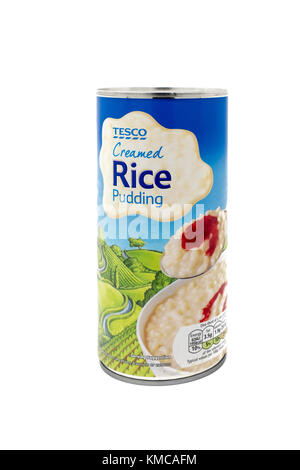 Tin of Tesco creamed rice pudding Stock Photo - Alamy