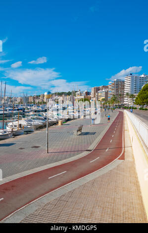 Seaside promenade Avinguda Gabriel Roca at dawn, Palma de Mallorca ...