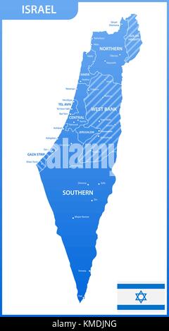 The detailed map of the Israel with regions or states and cities ...