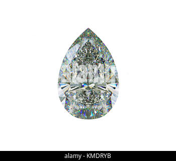 Large pear cut diamond isolated on white. 3d rendering. 3d illustration ...