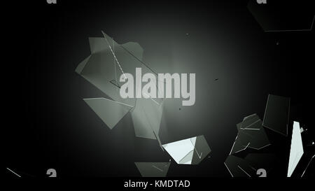 Many large pieces of shattered glass isolated on black Large resolution ...