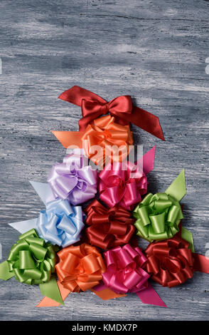 Christmas, rosette on a wooden background of New Year's toys gifts ...