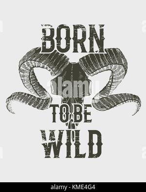 Born to be Wild t-shirt animal fashion print on black background ...