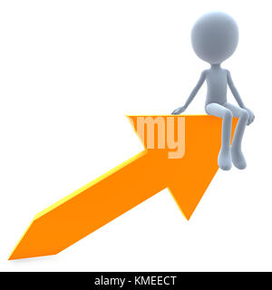 3D guy next to orange arrows on a white background Stock Photo - Alamy