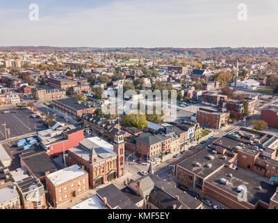 Aerial of Downtown York, Pennsylvania next to the Historic District in ...