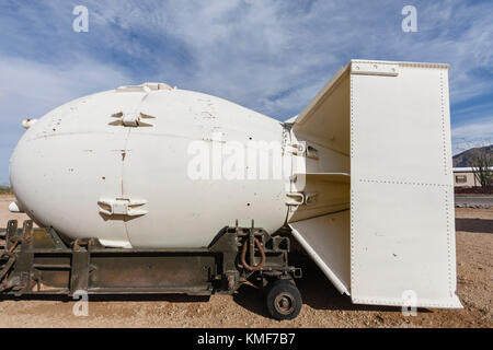 An atomic bomb casing on display at the White Sands Missile Range ...