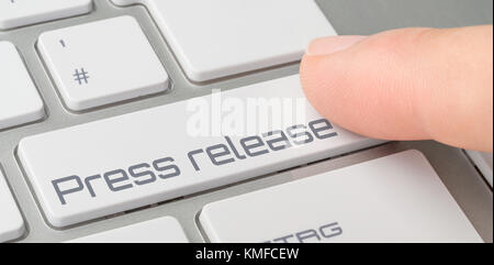 Keyboard with labeled key - Press release Stock Photo - Alamy