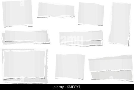 Ripped blank note, notebook stacked paper strips for text or message ...