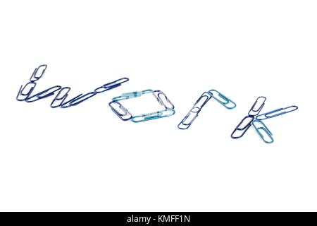 Work word made by paper clips and other supplies Stock Photo - Alamy